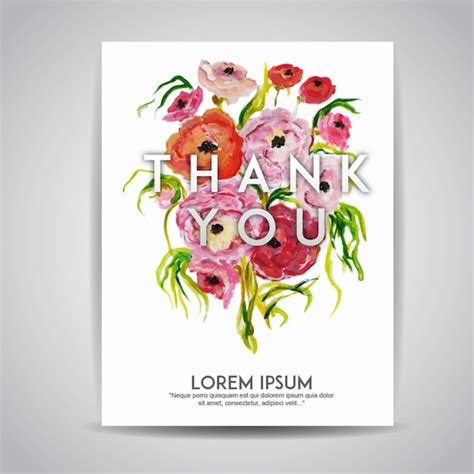 수채화 꽃 소원 초대 카드 프리미엄 벡터