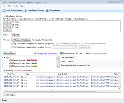 [ntfs Permissions Reporter] Display Windows User Access Rights