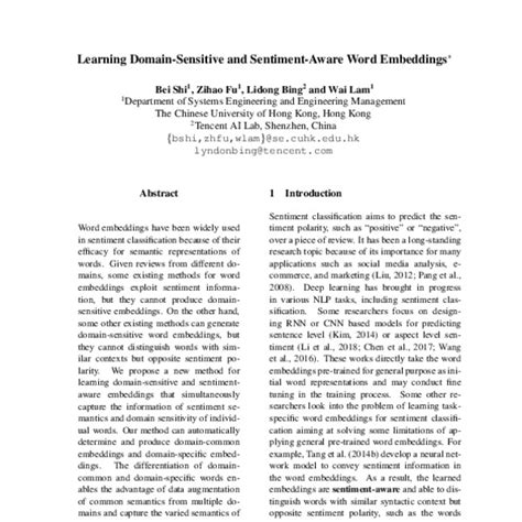 Learning Domain Sensitive And Sentiment Aware Word Embeddings Acl