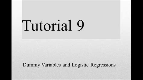 Stata Tutorial 9 Dummy Variables And Logistic Regressions By Zina Nimeh