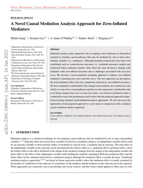 Pdf A Novel Causal Mediation Analysis Approach For Zero Inflated