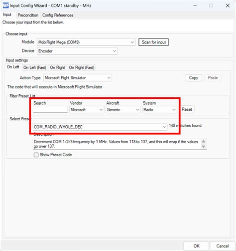 using a single encoder to tune com1 mobiflight documentation