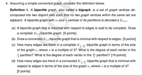 Solved Assuming A Simple Connected Graph Consider The Chegg