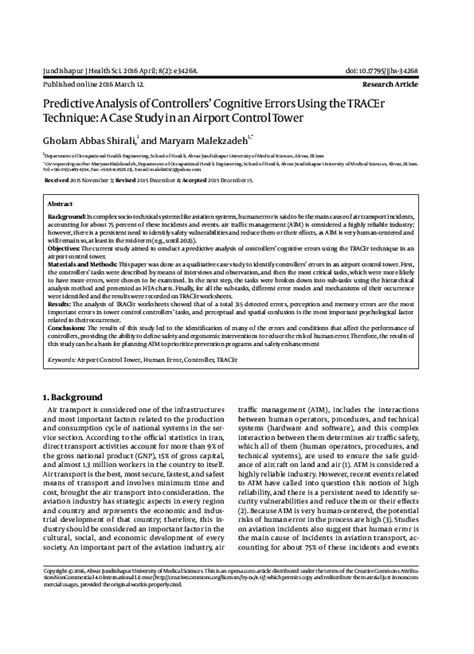 Pdf Predictive Analysis Of Controllers Cognitive Errors Using The