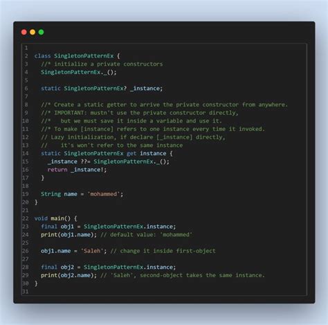 Singleton Dart Designpatterns Softwareengineering