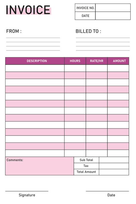 free printable blank invoice template pdf worksheets library