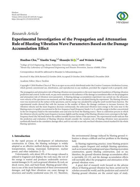Pdf Experimental Investigation Of The Propagation And Attenuation