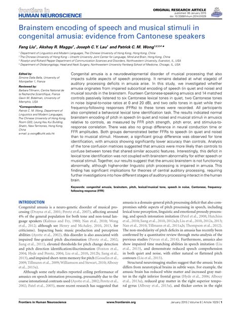 pdf brainstem encoding of speech and musical stimuli in congenital