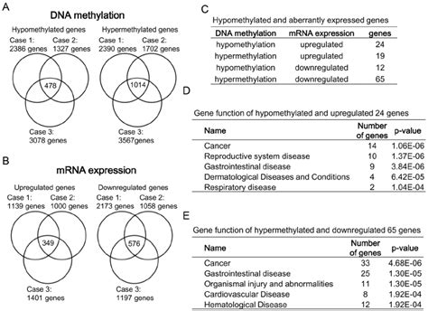 Aberrantly Methylated Or Expressed Genes In Leiomyomas A Venn