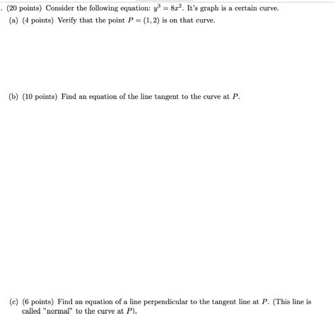 Solved 20 Points Consider The Following Equation Y3 8x2