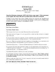 Exam1 S2018 Pdf ECE368 Exam 1 Spring 2018 Thursday February 22 2018 6 30 7 30pm LILY 1105 Sign