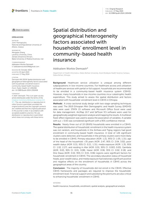 Pdf Spatial Distribution And Geographical Heterogeneity Factors Associated With Household