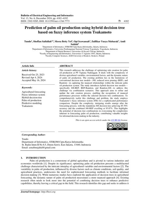pdf prediction of palm oil production using hybrid decision tree
