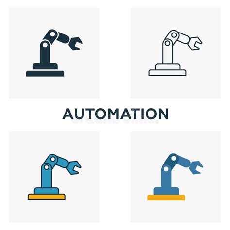 Automation Icon Set Four Elements In Diferent Styles From Industry 4 0