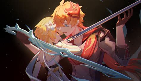 Lumine And Tartaglia Genshin Impact Drawn By Danbooru