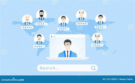 global searching on the worldmap conceptual flat vector illustration