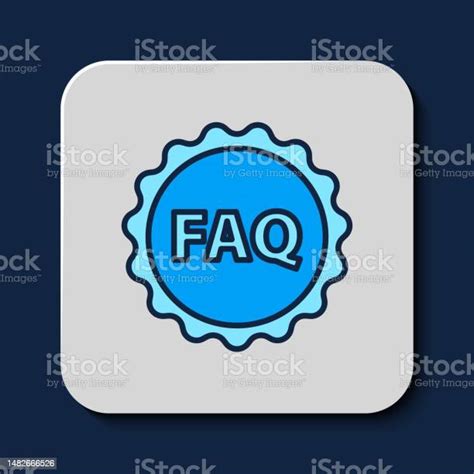 채워진 윤곽선 파란색 배경에 분리된 텍스트 Faq 정보 아이콘으로 레이블을 지정합니다 텍스트 Faq가 있는 원형 버튼 벡터 0명에 대한 스톡 벡터 아트 및 기타 이미지