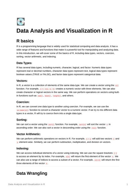 Data Analysis And Visualization In R It Has A Wide Range Of Features And Functions That Make