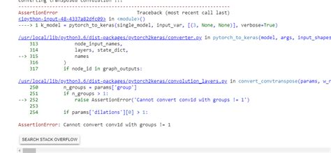 assertionerror cannot convert conv1d with groups 1 any solution