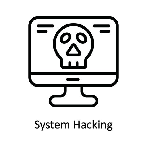 System Hacking Vector Outline Icon Design Illustration Cyber Security Symbol On White