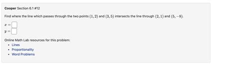 Solved Cooper Section 61 ﻿12find Where The Line Which