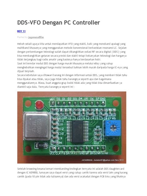 Keterngan Dds Vfo Modul Dengan Pc Controller Pdf