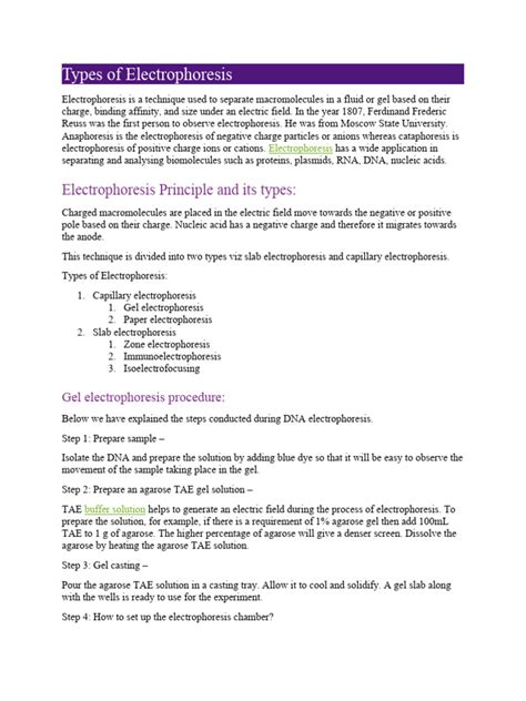 Types Of Electrophoresis Pdf Gel Electrophoresis Agarose Gel