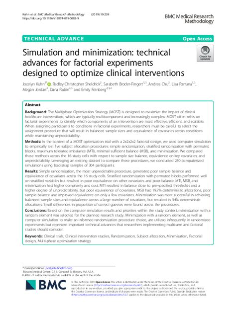 Pdf Simulation And Minimization Technical Advances For Factorial Experiments Designed To