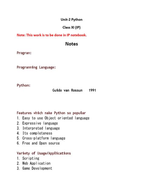 class xi python notes merged pdf python programming language reserved word