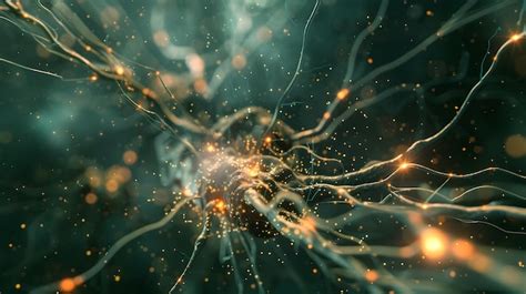 Intricate Neural Network Firing With Luminous Synaptic Connections Premium Ai Generated Image