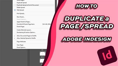 How To Duplicate Pages And Spreads Adobe Indesign Youtube