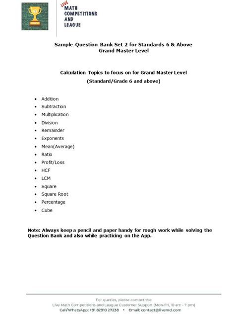 std 6andabove sample question bank grand master level set 2 pdf