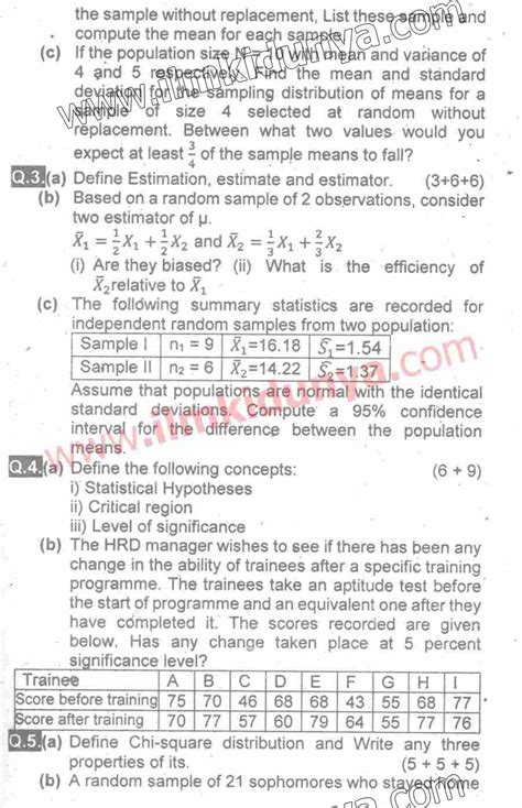 Past Papers 2017 Punjab University Bsc Part 2 Statistics Paper A Subjective 2