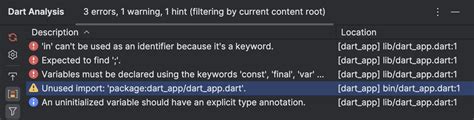 Dart Analysis Tool Window Intellij Idea Documentation