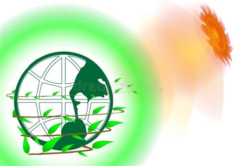 Globe Around Green Tree And Sunray Express World Protected By Green