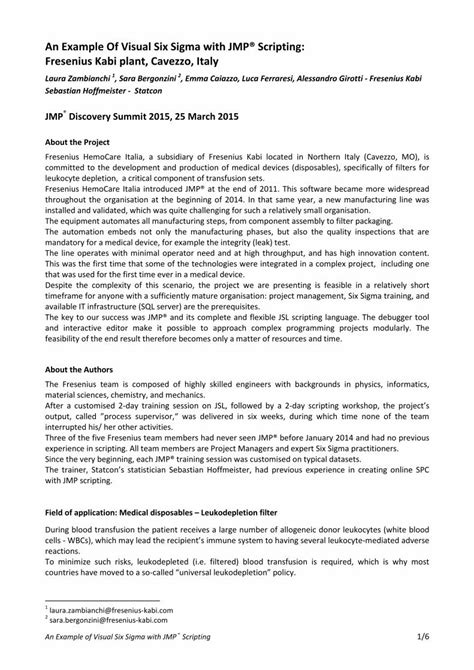 Pdf An Example Of Visual Six Sigma With Jmp® Scripting · Pdf