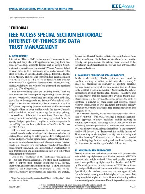 Ieeeaccessspecialsectioneditorialinternet Of Thingsbigdatatrustmanagement Pdf