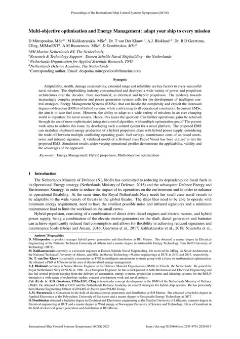 Pdf Multi Objective Optimisation And Energy Management Adapt Your