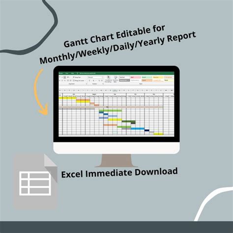 Excel Gantt Chart Project Planner Etsy