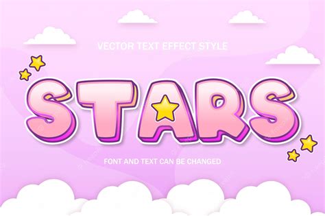 Premium Vector Night Stars Lettering 3d Editable Text Effect Font Style Template Cute Kawaii