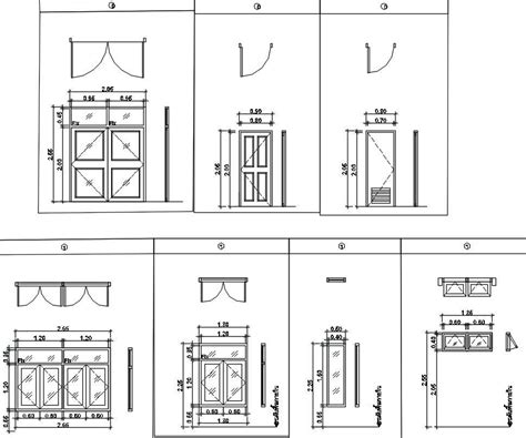 Elevation And Section Design Of Door Window And Ventilator In Autocad 2d Drawing Cad File Dwg