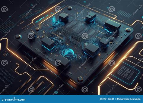 Abstract Futuristic Technological Background Floating Circuits Charts Digits Elements Nano