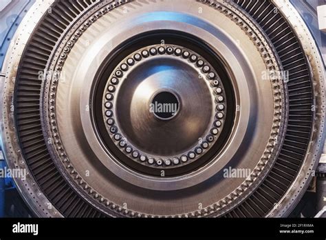 Turbine Generator Rotor With Blades And Discs Interior View Elements