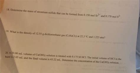 Solved 18 Determine The Mass Of Strontium Sulfide That Can