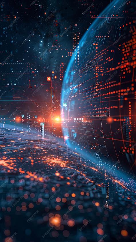 Premium Photo Image Of Computer Language Graphs Texts And Lens Flare Against Rotating Globe