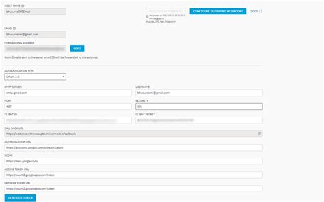 configure webex connect email asset with open authorization cisco