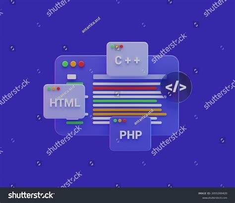 Programmer Workflow Illustration Concept 3d Rendering Stock