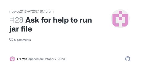 ask for help to run jar file · issue 28 · nus cs2113 ay2324s1 forum