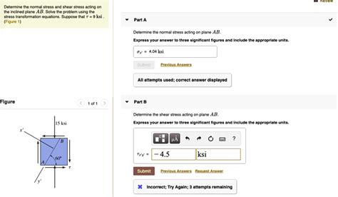 Determine The Normal Stress And Shear Stress Acting On The Inclined Plane Ab Solve The Problem