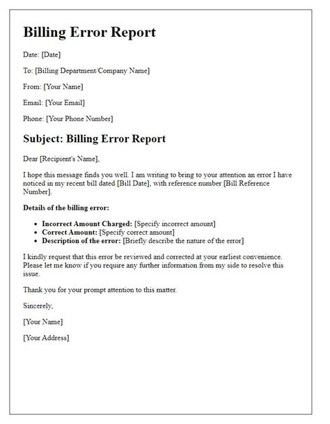 Letter Template For Billing Error Correction Free Samples In Pdf Letterin